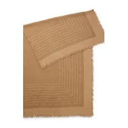 Schal BOSS "Laik 120*120", Damen, medium beige 260, Web, Materialmix, gemustert, Modet&uuml;cher Schal, mit BOSS-Logoschriftz&uuml;gen, rundum kleine Fransen