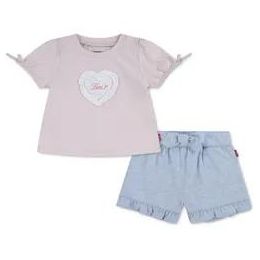 Levi's T-Shirt & Shorts LEVI'S KIDS "LVG BOW SLV TEE & BELTED SHORT SET", M&auml;dchen, Gr. 36M (98), crystal pink, Jersey, Obermaterial: 60% Baumwolle, 40% Polyester, unifarben, KOB Set-Artikel, mit Herzapplikation, for Girls