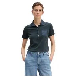 Marc O'Polo Poloshirt MARC O'POLO "mit Material-Mix-Details", Damen, Gr. S, deep night blau, Obermaterial: 100% Baumwolle, unifarben, slim fit, normaler Saum, Shirts