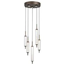 Searchlight LED Pendelleuchte "Cattail 5Lt LED-Pendelleuchte aus Latte-Metall mit klarem Glas", Energieeffizienz: G (A-G), latte, klar, H: 35cm, 1 Stk., Leuchten, LED Pendelleuchte