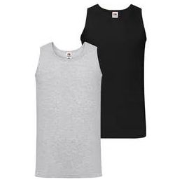 Tanktop Fruit of the Loom, Herren, Gr. S, schwarz, erdgrau, Single Jersey, Obermaterial: 100% Baumwolle, unifarben, schmal h&uuml;ftbedeckend, Rundhals, Tops Tanktop, aus reiner Baumwolle