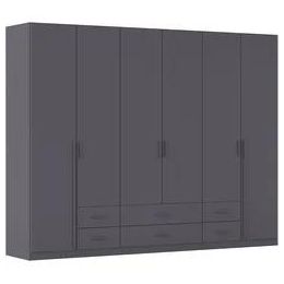 Dreht&uuml;renschrank Rauch "Kleiderschrank Garderobe GAMMA Breiten 91/136/181/226/271/315/360 cm", graumetallic, griffstangen graumetallic, B:271cm H:210cm T:54cm, Holzwerkstoff, Schr&auml;nke, Dreht&uuml;renschrank, mit Schubladen, verschiedene Griff-Varianten TOPSELLER MADE IN GERMANY