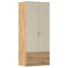 Dreht&uuml;renschrank Rauch "Kleiderschrank Garderobe GAMMA Breiten 91/136/181/226/271/315/360 cm", eiche artisan, beige (champagner), griffe alu, B:91cm H:210cm T:54cm, Holzwerkstoff, Schr&auml;nke, Dreht&uuml;renschrank, mit Schubladen, verschiedene Griff-Varianten TOPSELLER MADE IN GERMANY