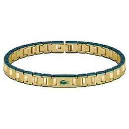Gliederarmband Lacoste "METROPOLE EDGE", gelbgoldfarben, gr&uuml;n, Armb&auml;nder, Herren, 19cm, Edelstahl, Gliederarmband, Emaille