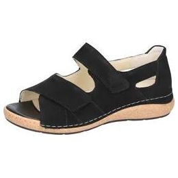 Waldl&auml;ufer Sandale WALDL&Auml;UFER "K-Heliett", Damen, Gr. 9 (43), schwarz, Nubukleder, unifarben, Schuhe Sandale, Sommerschuh, Sandalette, Keilabsatz, in Komfortweite K (= extraweit)