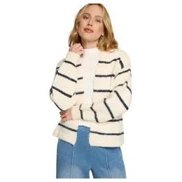 Strickjacke Zero "Damen mit Streifen offener Style", Damen, Gr. L, patch cream, dunkelblau, Strick, 49% Polyester, 21% Polyester, 15% Polyamid, 8% Polyacryl, 5% Wolle, 2% Elasthan; Besatz: 63% Polyacryl, 37% Polyamid; &Auml;rmelfutter: 63% Polyacryl, 37% Polyamid, geringelt, figurumspielend normal, V-Ausschnitt, weit B&uuml;ndchen, Strickjacken Strickjacke, Plain/ohne Details