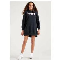 Levi's Sweatkleid LEVI'S KIDS "SWEATSHIRT DRESS WITH TAPI", M&auml;dchen, Gr. 10/140, N-Gr, schwarz, Sweatware, Obermaterial: 60% Baumwolle, 40% Polyester, bedruckt, bequem kniefrei, B&uuml;ndchen, Kleider Sweatkleid, for GIRLS