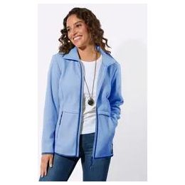 Fleecejacke Casual Looks, Damen, Gr. 52, eisblau, 100% Polyester, unifarben, Jacken Fleecejacke
