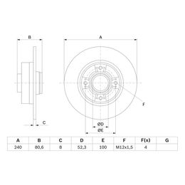 Bosch Bremsscheibe 0 986 479 007 hinten rechts links voll 240mm f&uuml;r RENAULT 7701207823 432005338R