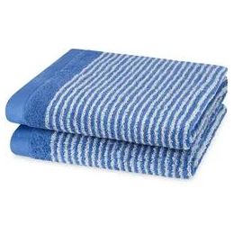 Handt&uuml;cher Ross "schmaler Querstreifen", kornblumenblau, granit, B:50cm L:100cm, Frottier, Baumwolle, Handt&uuml;cher, aus feinster Baumwolle