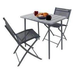Garten-Essgruppe Vcm "3 tlg. Bistroset Balkonset Gartenset Metall Sumila", schwarz, B:80cm T:55cm, Obermaterial: 80% Textilmaterial TEXMAT. 20% Metall MT., Sitzm&ouml;bel-Sets