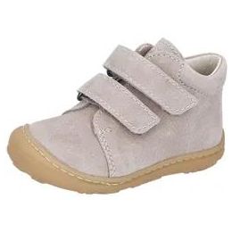 Lauflernschuh Pepino BY RICOSTA "CHRISY W WMS: Weit", Baby, Gr. 23, kies, Leder, Schuhe Lauflernschuh, Klettschuh, herausnehmb. Innensohle, Gr&ouml;&szlig;enschablone zum Download