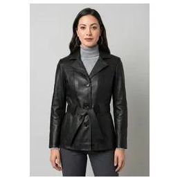 Lederjacke FELIX HARDY "Lederjacke mit G&uuml;rtel und Kn&ouml;pfen", Damen, Gr. M, schwarz, 100% Lammleder, Jacken