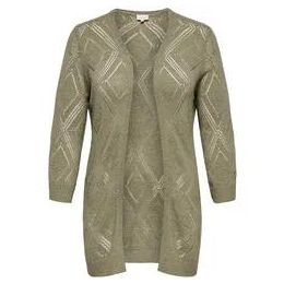 Strickjacke Only CARMAKOMA "CARPAMELA 4/5 OPEN CARDIGAN KNT", Herren, Gr. XL, silber sage, Strick, Obermaterial: 55% Polyacryl, 45% Nylon, unifarben, V-Ausschnitt, Strickjacken Strickjacke