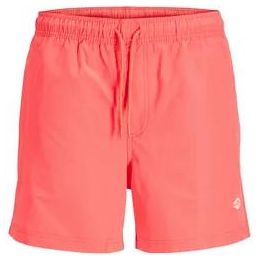 Jack & Jones PlusSize Badeshorts "JPSTMAUI TROPIC SOLID SWIM SHORTS PLS", Herren, Gr. 42, N-Gr, hot coral, Polyester, JACK & JONES PLUSSIZE, unifarben, Badehosen Badeshorts