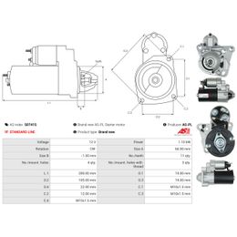 AS-PL Starter S0741S 12V f&uuml;r RENAULT NISSAN 8200792969 7711497395 23300-2735R