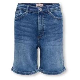 Jeansbermudas KIDS Only "KOGJUICY HW LONG SHORTS DNM AZG", Jungen, Gr. 122, N-Gr, medium blau denim, Denim/Jeans, Obermaterial: 99% Baumwolle, 1% Elasthan, unifarben, regular fit kniefrei, Jeans