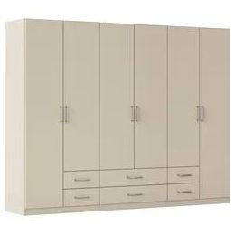 Dreht&uuml;renschrank Rauch "Kleiderschrank Garderobe GAMMA Breiten 91/136/181/226/271/315/360 cm", beige (champagner), griffe chrom, B:271cm H:210cm T:54cm, Holzwerkstoff, Schr&auml;nke, Dreht&uuml;renschrank, mit Schubladen, verschiedene Griff-Varianten TOPSELLER MADE IN GERMANY