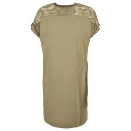 Shirtkleid Urban Classics "Urban Classics Damen Ladies Lace Tee Dress", Damen, Gr. XL, US-Gr&ouml;&szlig;en, khaki, 95% Baumwolle, 5% Elasthan, unifarben, loose fit, Rundhals, Kleider Shirtkleid