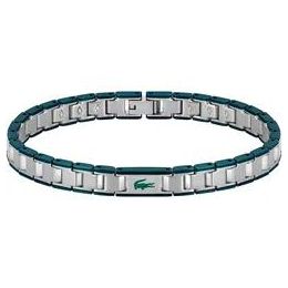 Gliederarmband Lacoste "METROPOLE EDGE", edelstahlfarben, gr&uuml;n, Armb&auml;nder, Herren, 19cm, Edelstahl, Gliederarmband, Emaille