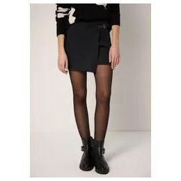 Minirock STREET ONE STUDIO, Damen, Gr. 36, schwarz, Web, 70% Polyester, 15% Baumwolle, 15% Modal, unifarben, normal kniefrei, R&ouml;cke Minirock, in Wickel-Optik