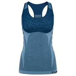 Tanktop Hummel "HMLCLEA SEAMLESS TOP", Damen, Gr. S (36), navy peony, faded denim, Obermaterial: 57% Polyamid, 30% Polyester, 13% Elasthan, Tops Tanktop, dehnbarer Stoff, mit gestricktem Mesh auf der R&uuml;ckseite