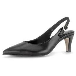 Slingpumps Gabor, Damen, Gr. 36, schwarz, Nappaleder, Schuhe Slingpumps, Trichterabsatz, Businessschuh, Abendschuh in spitzer Form, G-Weite