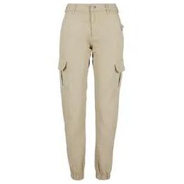 Cargohose Urban Classics "Urban Classics Damen Ladies High Waist Cargo Pants", Damen, Gr. 28, Normalgr&ouml;&szlig;en, concrete, 98% Baumwolle, 2% Elasthan, unifarben, normal, Hosen Cargohose