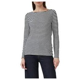 Langarmshirt s.Oliver, Damen, Gr. 40, blau (navy stripe), Web, Obermaterial: 100% Baumwolle, gestreift, slim fit Po-bedeckend, U-Boot-Ausschnitt, gerader Abschluss, Shirts Langarmshirt, mit Streifen Muster