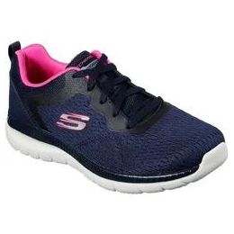 Sneaker Skechers "Bountiful", Damen, Gr. 39,5, blau (blau, pink), Obermaterial: 50% Rindsleder Leather cow. 50% Lammleder LEL., Schuhe Sneaker