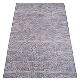 Outdoorteppich Carpet City "PALM 3073", blau (blau, pink), B:80cm H:5mm L:150cm, Polypropylen, Teppiche, Outdoorteppich, L&auml;ufer, Wetterfest & UV-best&auml;ndig, f&uuml;r Balkon, Terrasse, K&uuml;che, flach