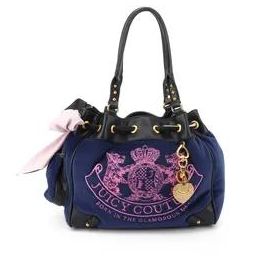 Tragetasche Juicy Couture "DAYDREAMER CLASSIC CREST LARGE DOUBLE HANDLE BAG.. Damen", Damen, Gr. B/H/T: 13cm x 29cm onesize, blau depths, Baumwolle, Polyurethan, Taschen, Tragetasche Damen, Shopper, Einkaufstasche, Fashion, Lifestyle, Sale