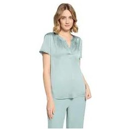 Satinbluse Betty Barclay "Damen kurzarm", Damen, Gr. 42, gray mist, Obermaterial: 97% Polyester, 3% Elasthan, l&auml;ssig geschnitten normal, V-Ausschnitt, Blusen