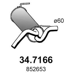 Asso Endschalld&auml;mpfer 34.7166 f&uuml;r VAUXHALL OPEL CHEVROLET 13379751 13329576 852519