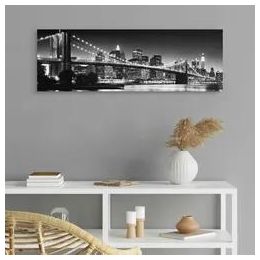 Bild Reinders "New York - Brooklyn Bridge black &", schwarz (farbe bild(er): schwarz), B:90cm H:30cm, MDF, Bilder, Bild, 90/30 cm