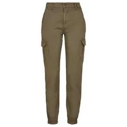 Cargohose Urban Classics "Urban Classics Damen Ladies High Waist Cargo Pants", Damen, Gr. 28, Normalgr&ouml;&szlig;en, olive, 98% Baumwolle, 2% Elasthan, unifarben, normal, Hosen Cargohose