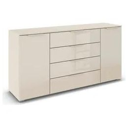 Kombikommode Rauch "Sideboard Schubkommode Kommode MONTCLAR Front Dekor/Hochglanz/Glas", beige, glas beige, griffe beige (champagner), B:160cm H:81cm T:42cm, Holzwerkstoff, Sideboards, Kombikommode, 2-t&uuml;rig, 4 ger&auml;umige Schubladen, viele Griffvarianten MADE IN GERMANY