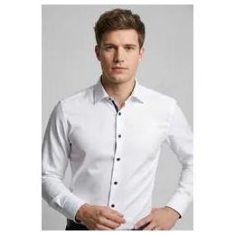 Langarmhemd MARVELIS, Herren, Gr. 39, N-Gr, wei&szlig;, Web, Obermaterial: 100% Baumwolle, unifarben, slim fit normal, 2-Knopf-Manschette, Hemden, Businesshemd, New-York-Kentkragen, unifarben, schmale Passform