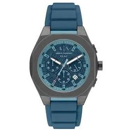 Giorgio Armani Chronograph ARMANI EXCHANGE "SYNC", blau, hellblau, Armbanduhren, Damen, Chronograph, Quarzuhr, Armbanduhr, Herrenuhr, Silikonarmband, analog, Tag