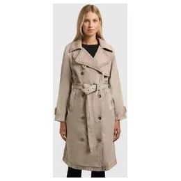 Trenchcoat Khujo "ENZA", Damen, Gr. M, latte braun, Web, 100% Baumwolle, regular fit knielang, Raglan&auml;rmel abgesteppte Kante verstellbar, M&auml;ntel