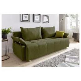 Schlafsofa Collection AB "Funtastic, B: 212 cm, Liegel. 145x187 cm", olive, B:212cm H:84cm T:96cm, Zierkissen: 100% Polyester;Struktur (100% Polyester);Kunstleder SOFTLUX;Microfaser PRIMABELLE (100% Polyester), Sofas, Schlafsofa, Bettfunktion, Bettkasten, Armteilverstellung & 1 Zierkissen, Federkern
