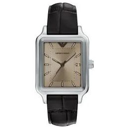 Quarzuhr Emporio Armani, braun, bronzefarben, Armbanduhren, Herren, Quarzuhr, Armbanduhr, Damenuhr, Herrenuhr, Lederarmband, analog, Tag