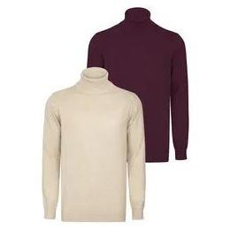 Rollkragenpullover FELIX HARDY "Rollkragenpullover 2er-Pack", Herren, Gr. XXL, beige, bordeaux, 100% Baumwolle, Pullover Rollkragenpullover
