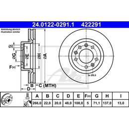 ATE Bremsensatz-Vorderachse Standard Disc / Ceramic IJZJSGJXB4 Bremsensatz, Scheibenbremse vorne rechts links bel&uuml;ftet 266mm f&uuml;r PEUGEOT 1610704680 16
