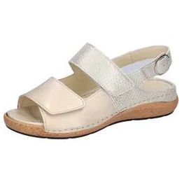 Waldl&auml;ufer Sandale WALDL&Auml;UFER "K-HELIETT", Damen, Gr. 8 (42), goldfarben, silberfarben, Nappaleder, Veloursleder, metallic, Schuhe Sandale, Sommerschuh, Keilsandalette, Metallic-Look, in Extraweite K