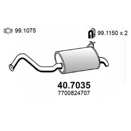 Asso Endschalld&auml;mpfer 407035 f&uuml;r RENAULT