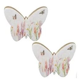Dekofigur CREATIV HOME "Schmetterling", pastellrosa, B:19cm H:15cm T:2,5cm, Dekofiguren, mit floralem Dekor