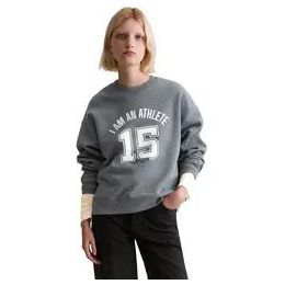 Marc O'Polo Sweatshirt MARC O'POLO DENIM "mit kuschelig gerauter Innenseite", Damen, Gr. XXL, asphalt melange, Obermaterial: 100% Baumwolle, unifarben, relaxed fit, Rundhals, normaler Saum, Sweatshirts Sweatshirt