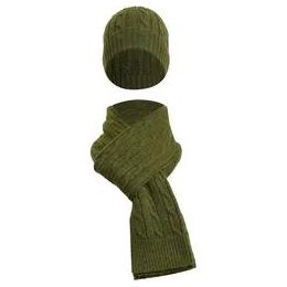 Strickm&uuml;tze FELIX HARDY "Set aus Schal und M&uuml;tze", Damen, khaki, 80% Polyacryl, 13% Polyester, 7% Elasthan, M&uuml;tzen Strickm&uuml;tze