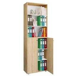 Aktenschrank Vcm "B&uuml;roschrank Regal Ordner Aktenschrank Lona 6fach", braun (sonoma, eiche), B:70cm T:40cm, Obermaterial: 100% Holz Wood., Schr&auml;nke